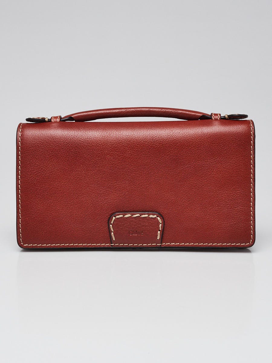 Chloe Sepia Brown Leather Edith Long Flap Wallet | Yoogi's Closet