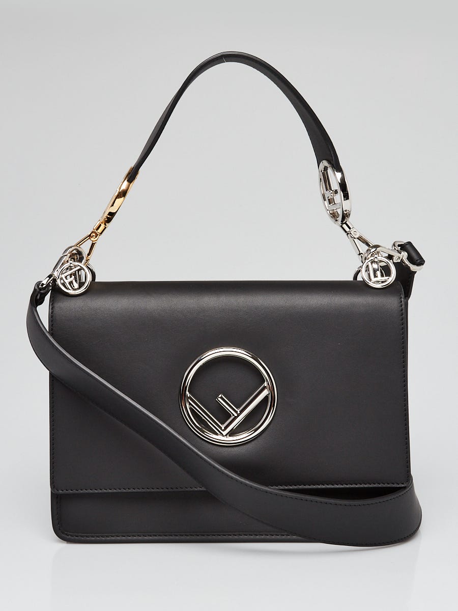 Fendi Black Smooth Calfskin Leather Kan I Logo Shoulder Bag 8BT284 ...