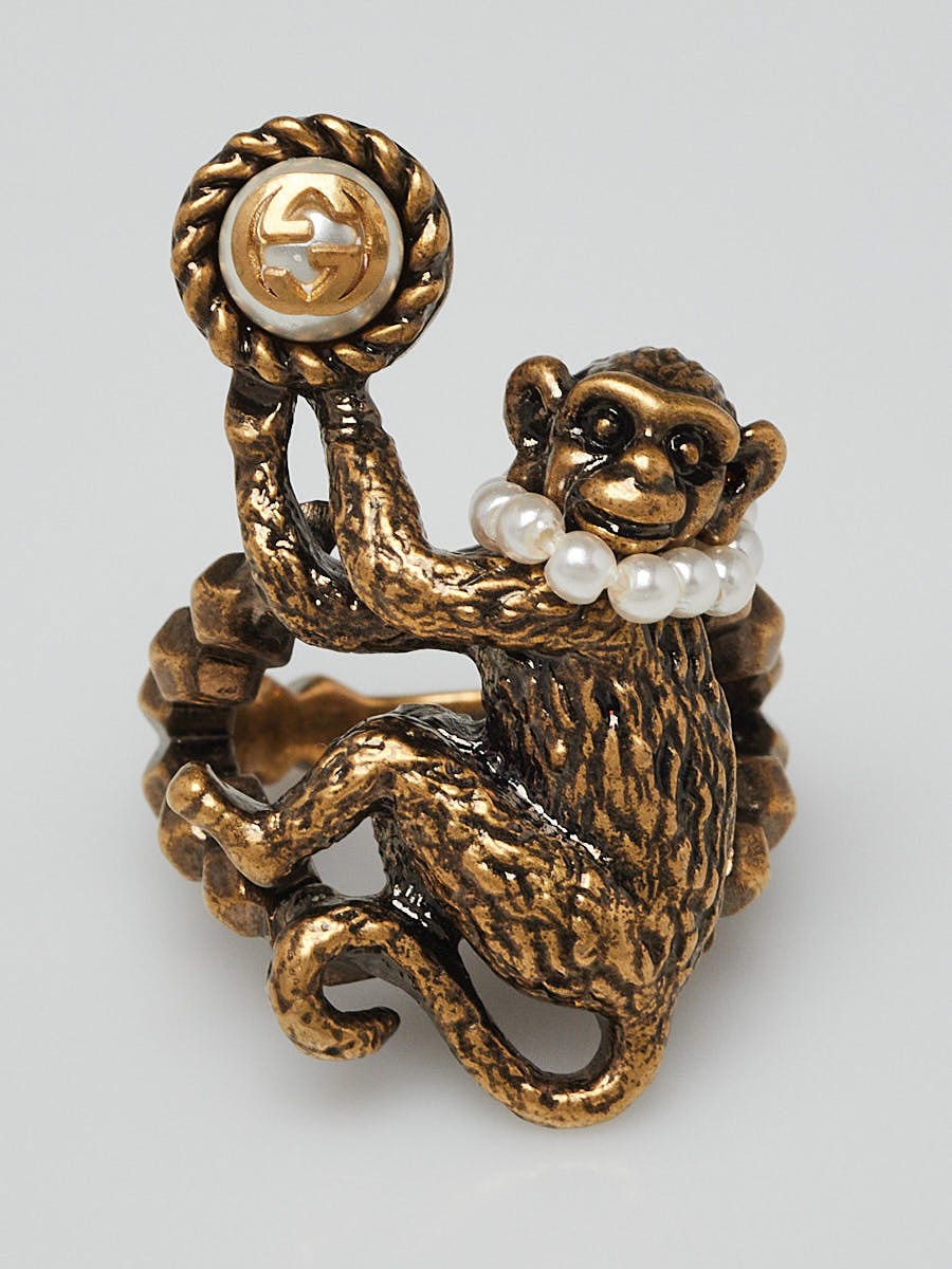 Gucci Antique Brass Monkey Ring Size 5.5 | Yoogi's Closet
