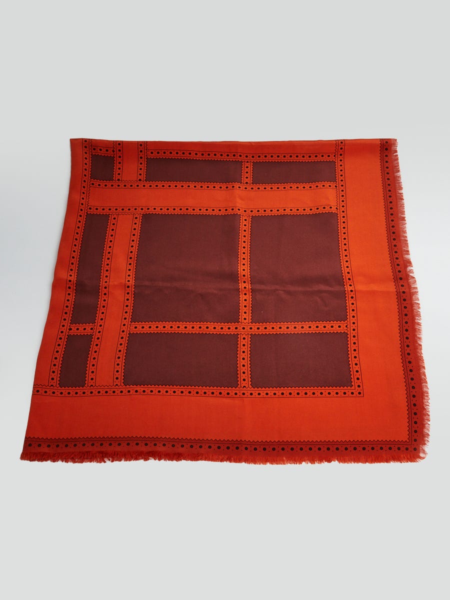 Burberry Orange Silk Square Shawl Scarf | Yoogi's Closet