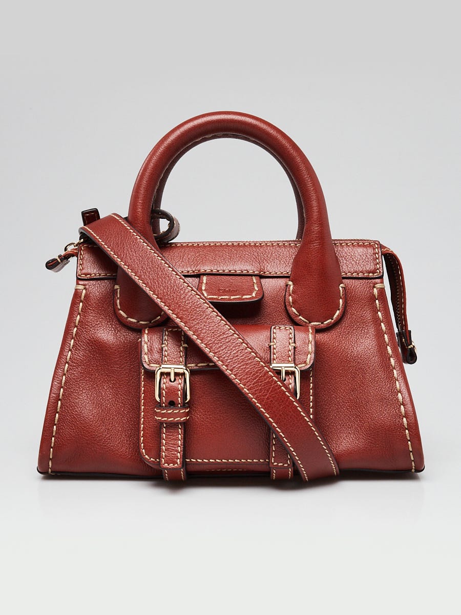 Chloe Brown Leather Mini Edith Crossbody Bag | Yoogi's Closet