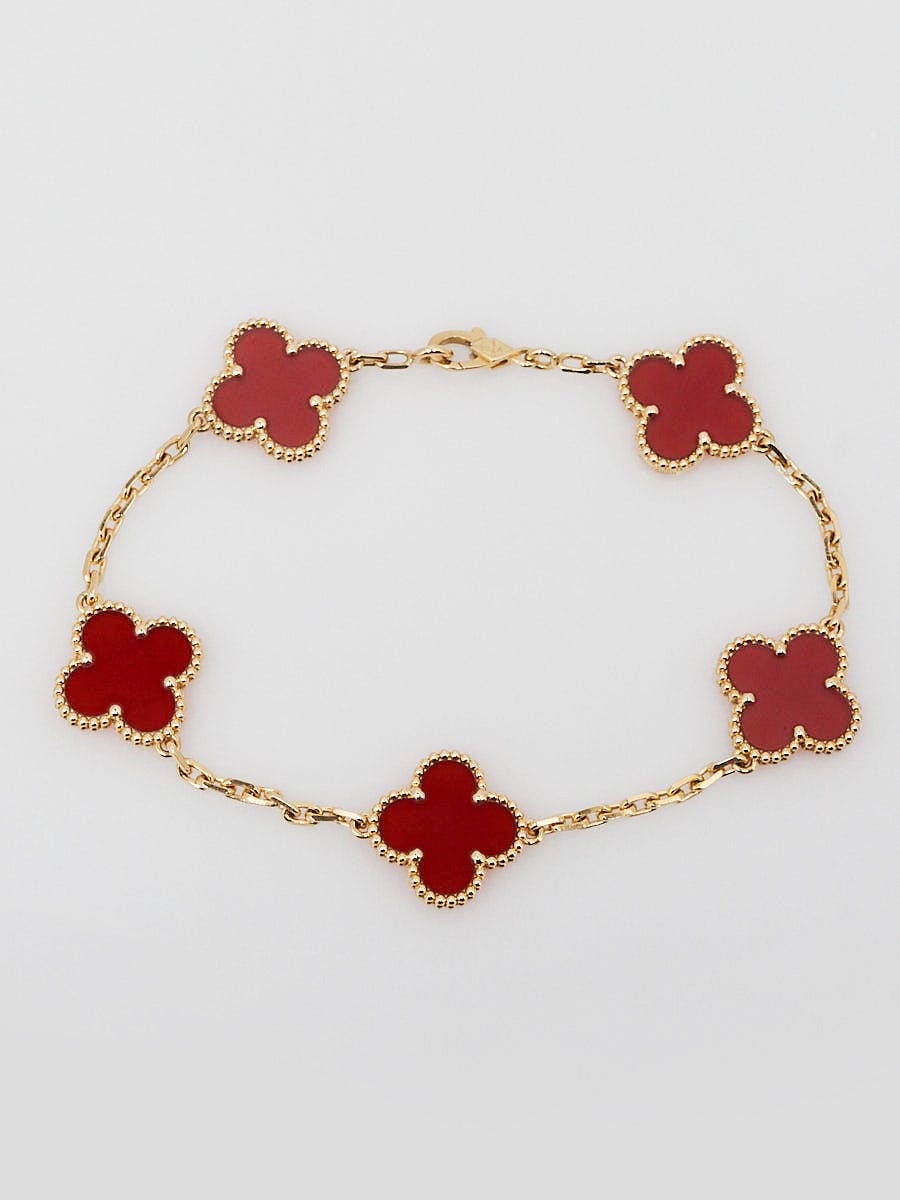 Van Cleef & Arpels 18k Yellow Gold and Carnelian Vintage Alhambra 5 ...