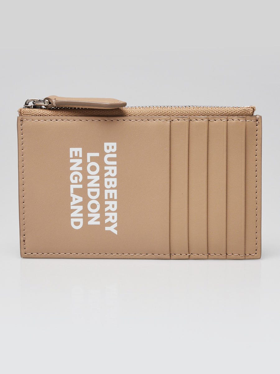 Burberry Archive Beige Leather Alwyn Logo Printed Card Case | Yoogi's ...
