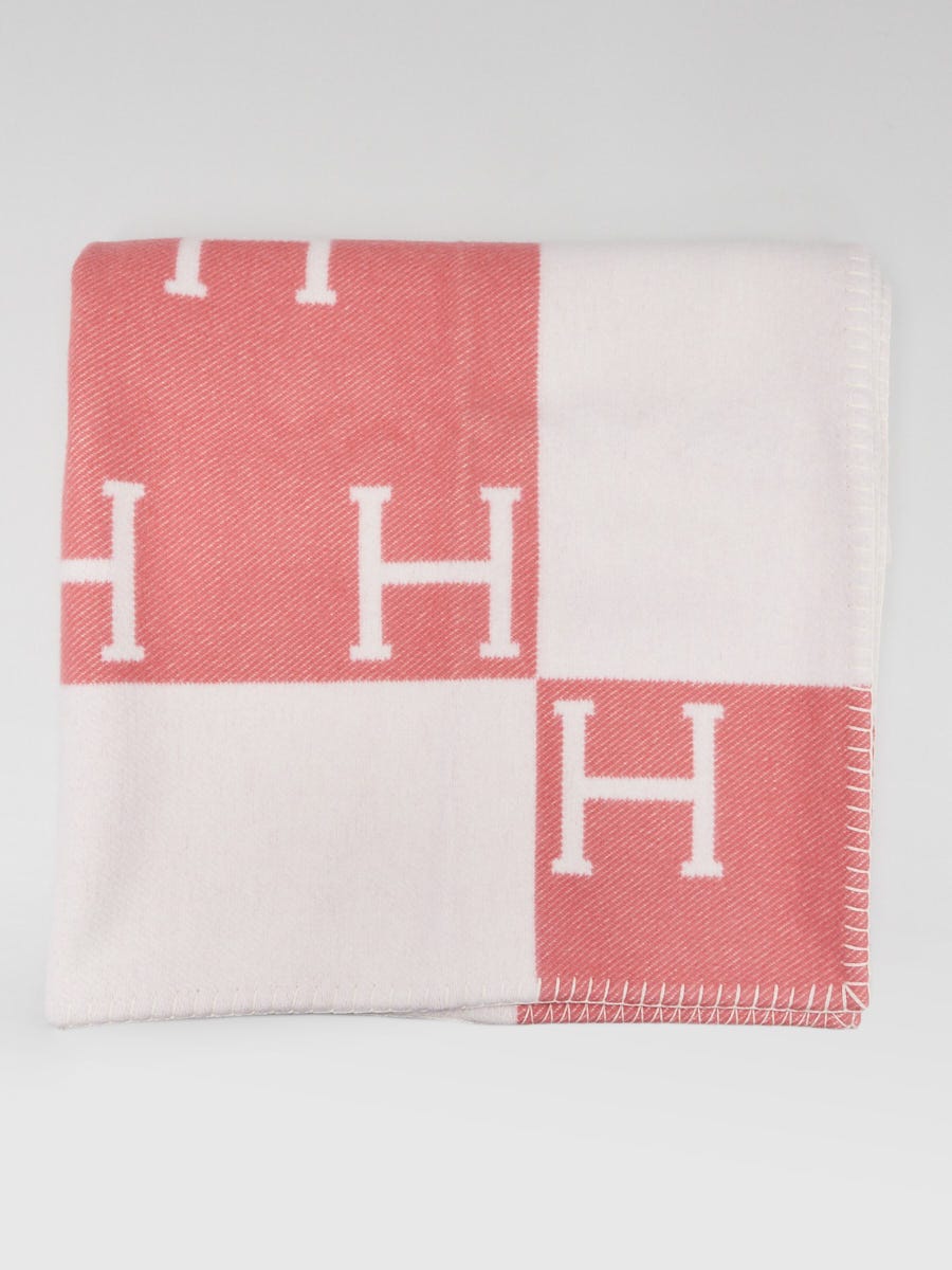 Hermes Rose Airelles/Blanc Merino Wool/Cashmere Avalon Baby Blanket ...