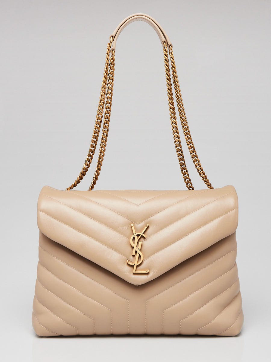 Yves Saint Laurent Beige Quilted Leather Medium LouLou Bag | Yoogi's Closet