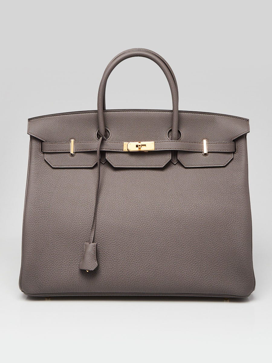 Hermes 40cm Graphite Clemence Leather Gold Plated Birkin Bag | Yoogi's ...