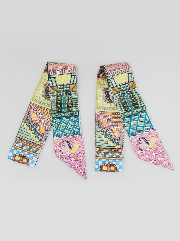 Hermes Multicolor Printed Silk Super Silk Quest Twilly Yoogis Closet