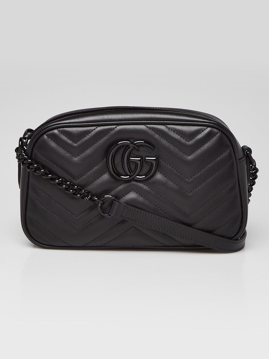 Gucci Black Quilted Leather Marmont Small Camera Bag | Yoogi's Closet