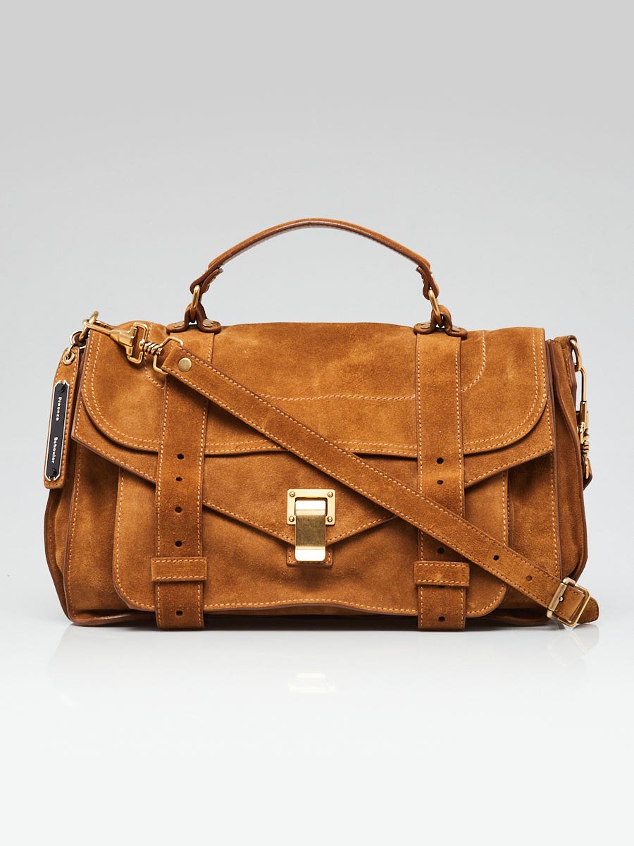 Proenza Schouler Tobacco Brown Suede Medium PS1 Satchel Bag | Yoogi's ...
