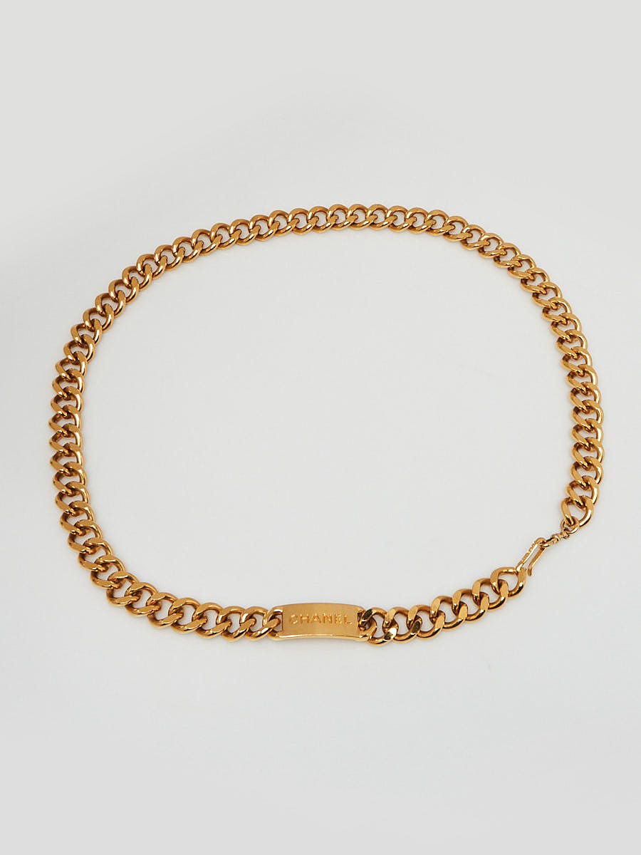 Chanel Goldtone Chain ID Bar Belt | Yoogi's Closet