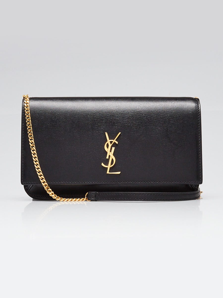 Yves Saint Laurent Black Leather Monogram Phone Holder Crossbody Bag ...