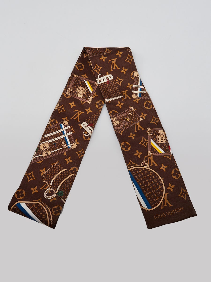 Louis Vuitton Monogram Trunks Silk Bandeau Scarf | Yoogi's Closet