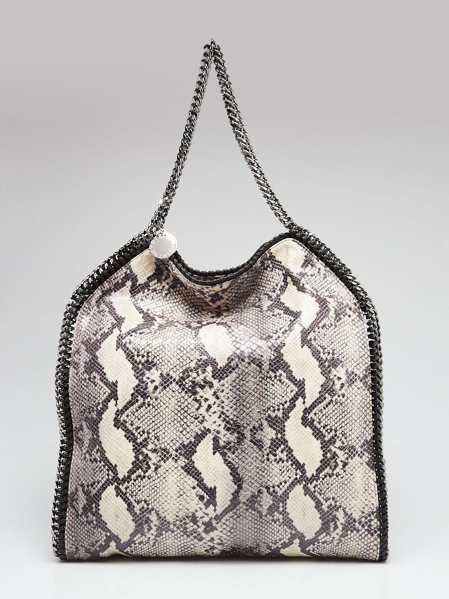 Stella McCartney Grey/Beige Metallic Faux-Python Falabella Large Tote ...