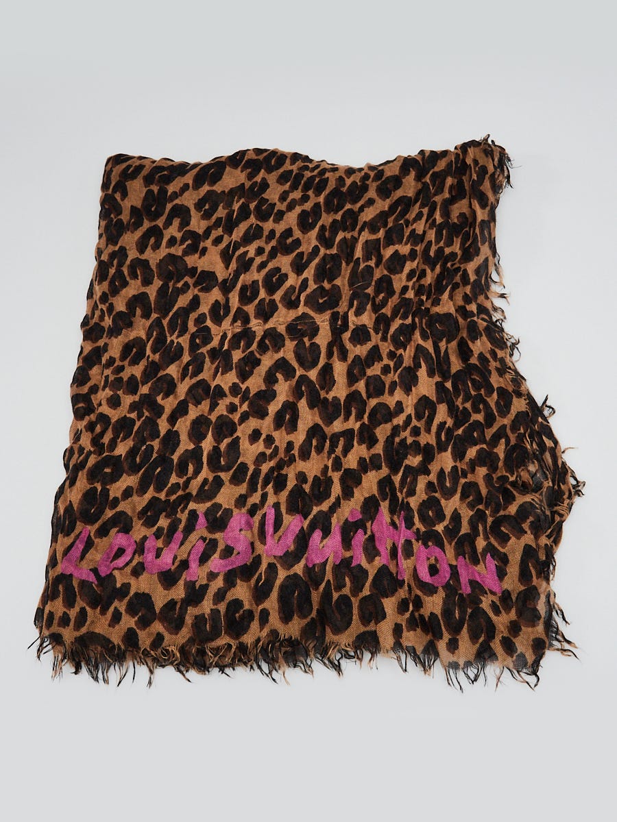 Louis Vuitton Brown Cashmere/Silk Stephen Sprouse Leopard Stole Scarf ...