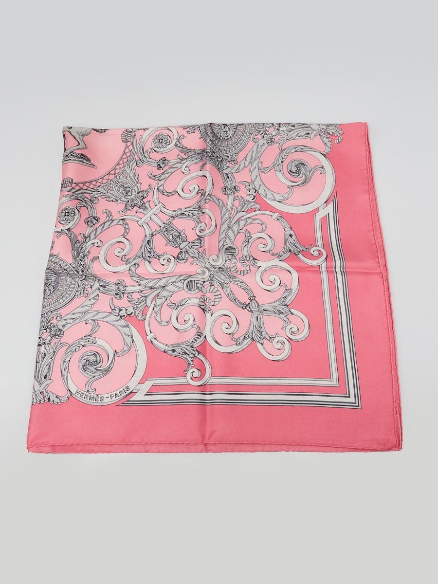 Hermes 90cm Pink Silk 'Les Tuileries' Print Joachim Metz Square Scarf ...