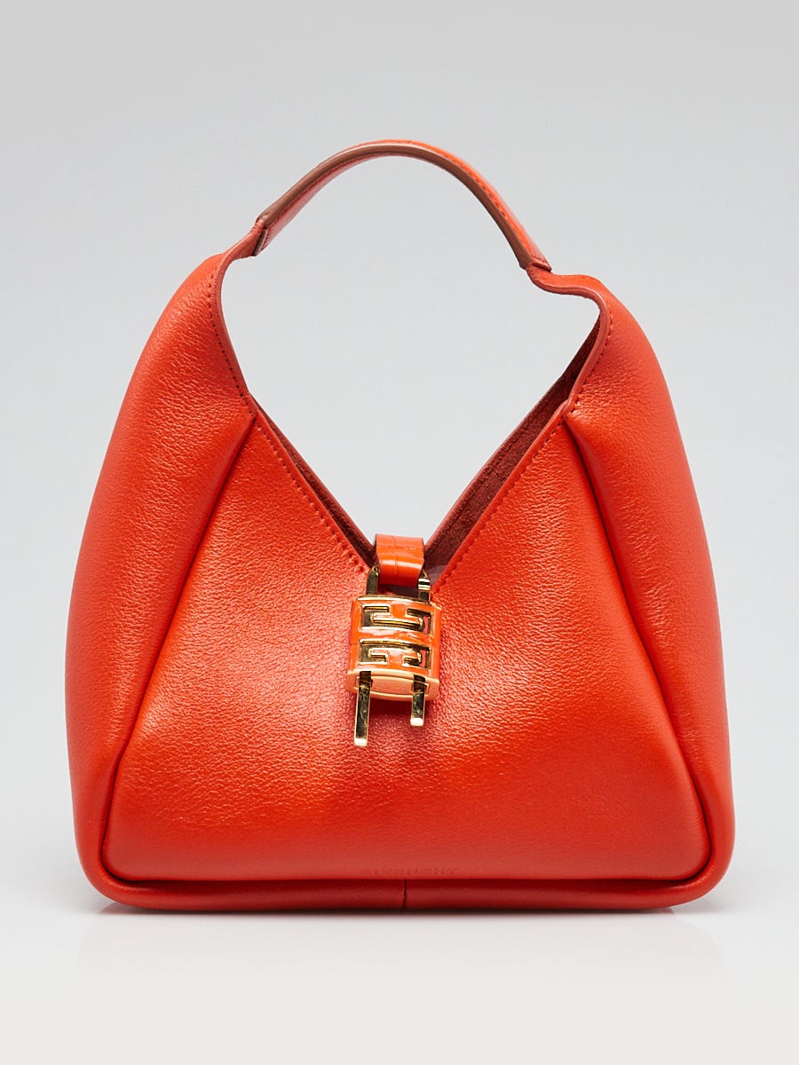 Givenchy Orange Leather Mini Padlock Hobo Bag | Yoogi's Closet