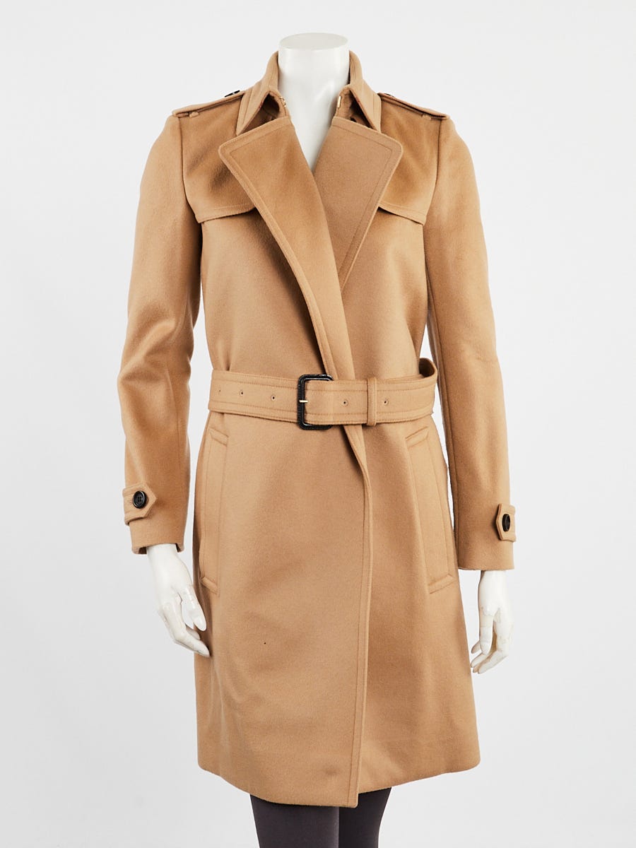 Burberry Light Camel Wool Cashmere Belted Coat Size 2/36 | Yoogi's Closet