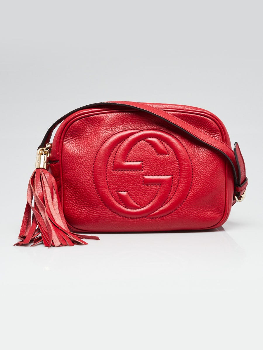 Gucci Red Pebbled Leather Soho Disco Small Shoulder Bag | Yoogi's Closet
