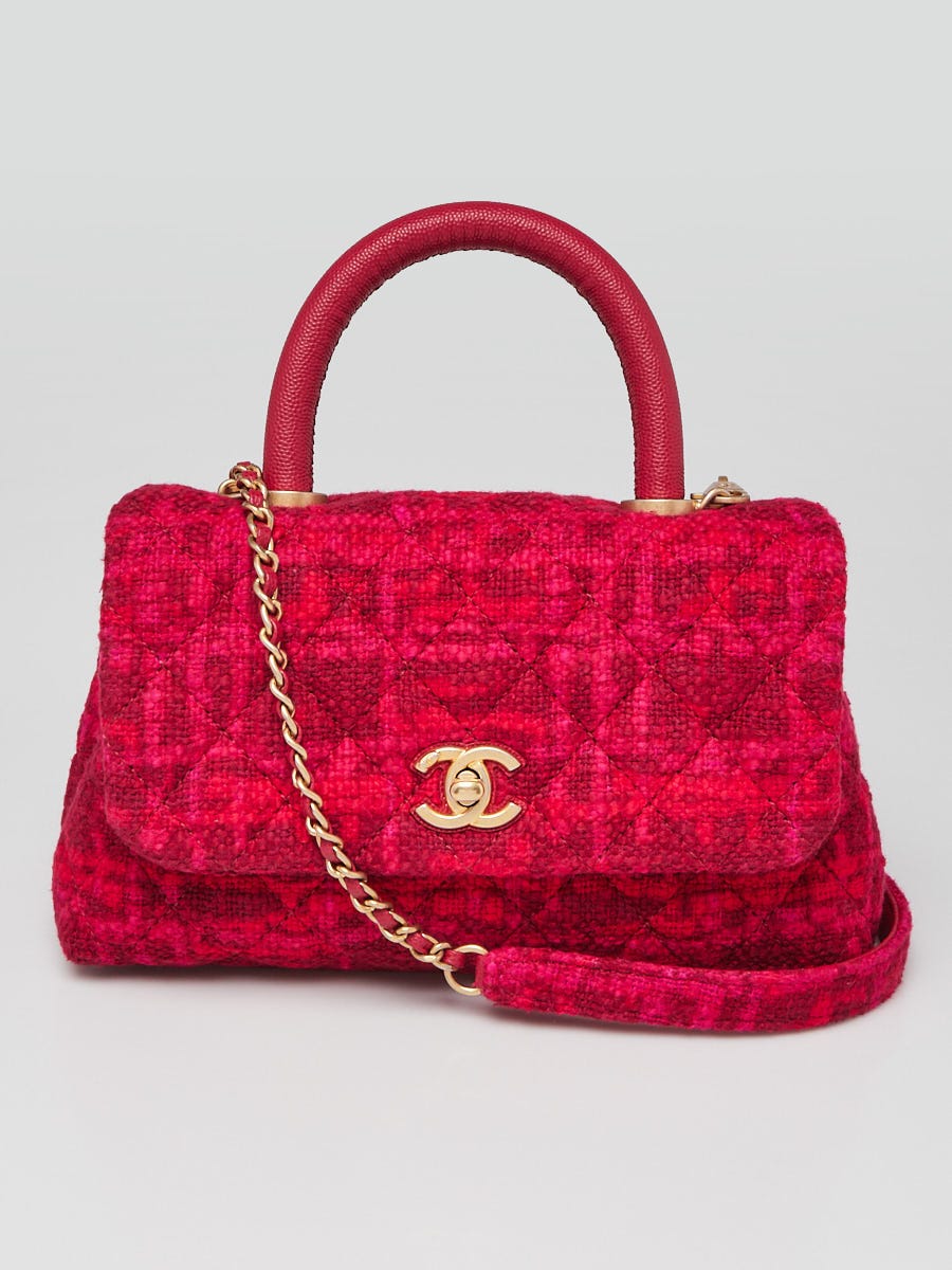 Chanel Pink Quilted Tweed Mini Coco Handle Bag | Yoogi's Closet