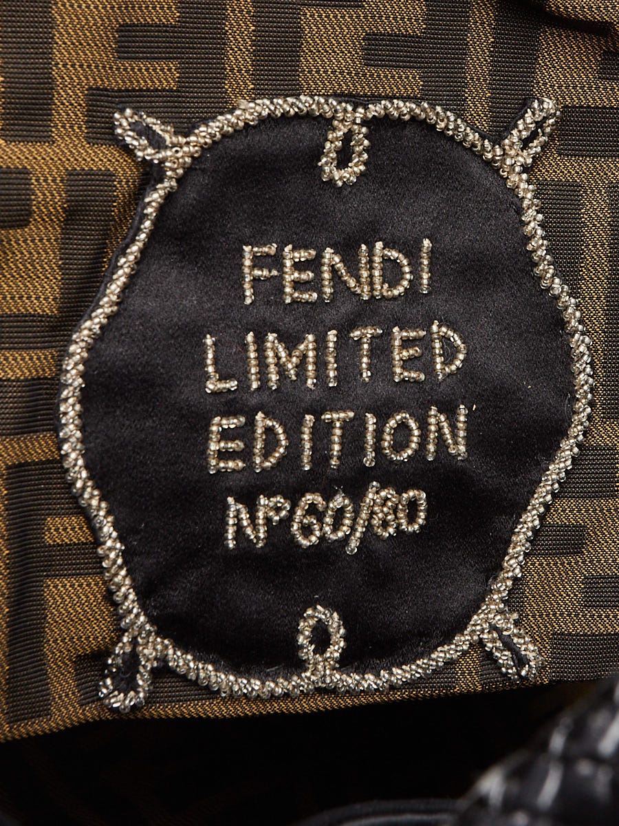 Fendi Limited Edition Black/Multicolor Satin Embroidered Spy Fendi Limited Edition Black/Multicolor Satin Embroidered Spy