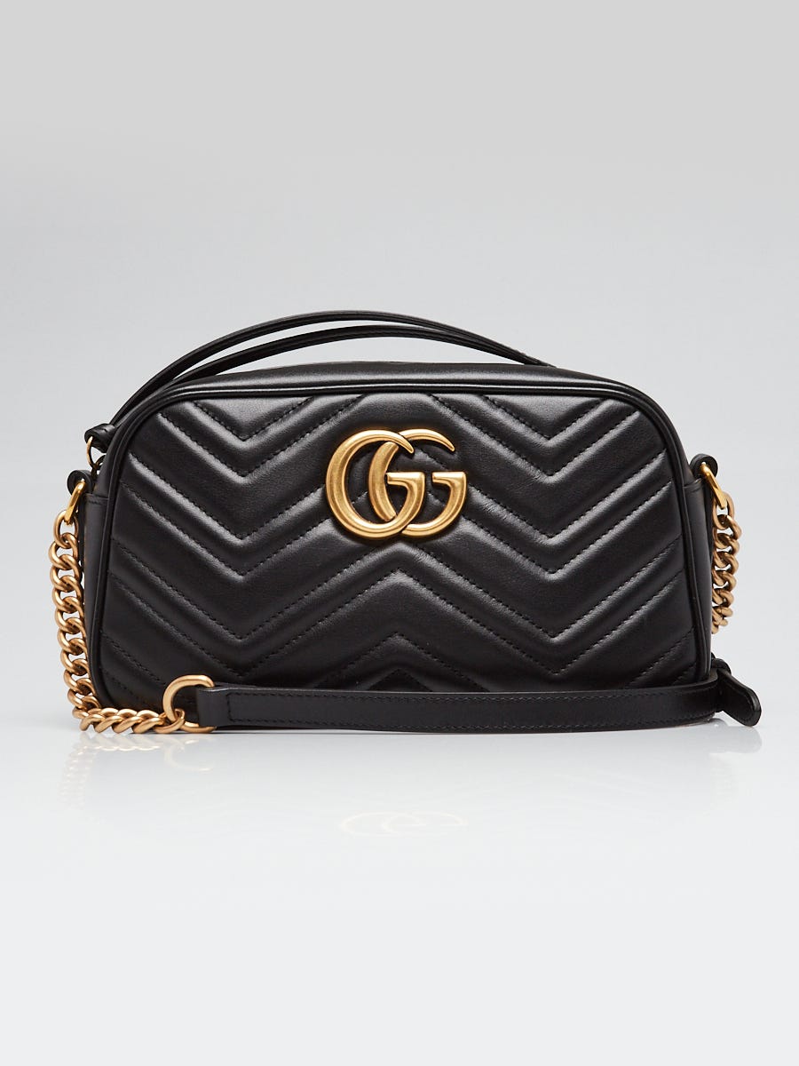 Gucci Black Quilted Leather Marmont Small Camera Bag | Yoogi's Closet