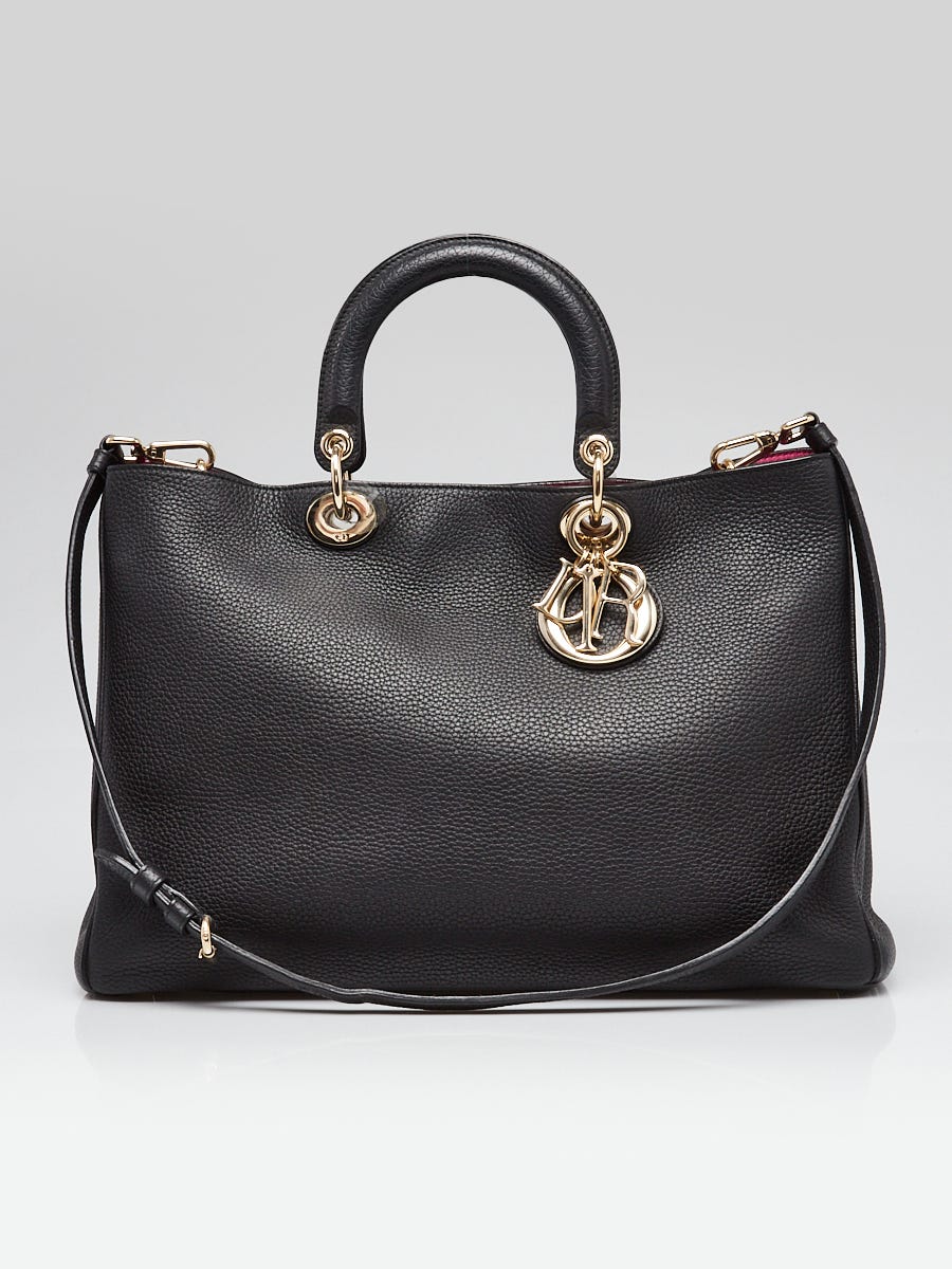 Christian Dior Black Leather Large Diorissimo Tote Bag | Yoogi's Closet