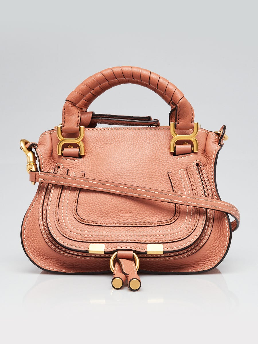 Chloe Light Brown Pebbled Leather Mini Marcie Satchel Crossbody Bag ...