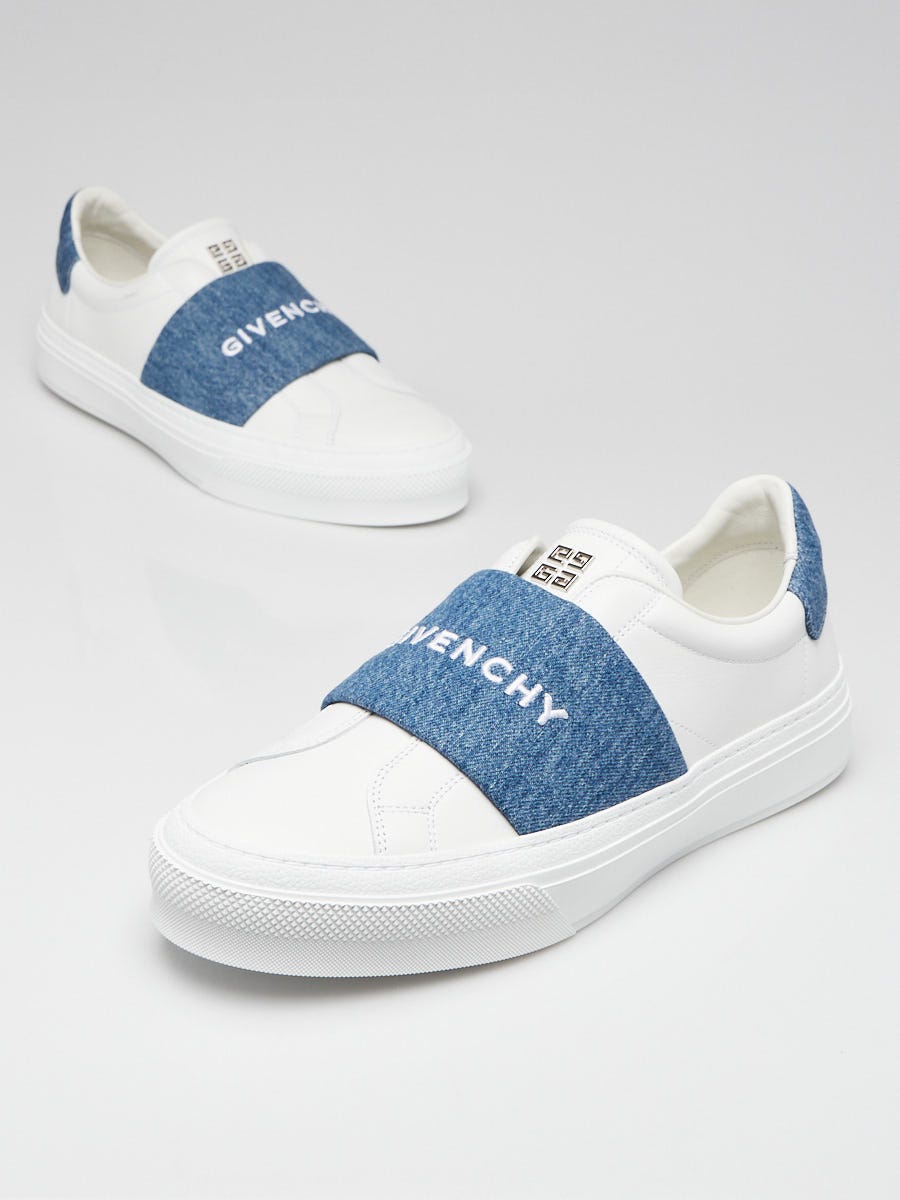 Givenchy White/Blue Leather/Denim City Sport Slip On Sneakers Size 10.5 ...