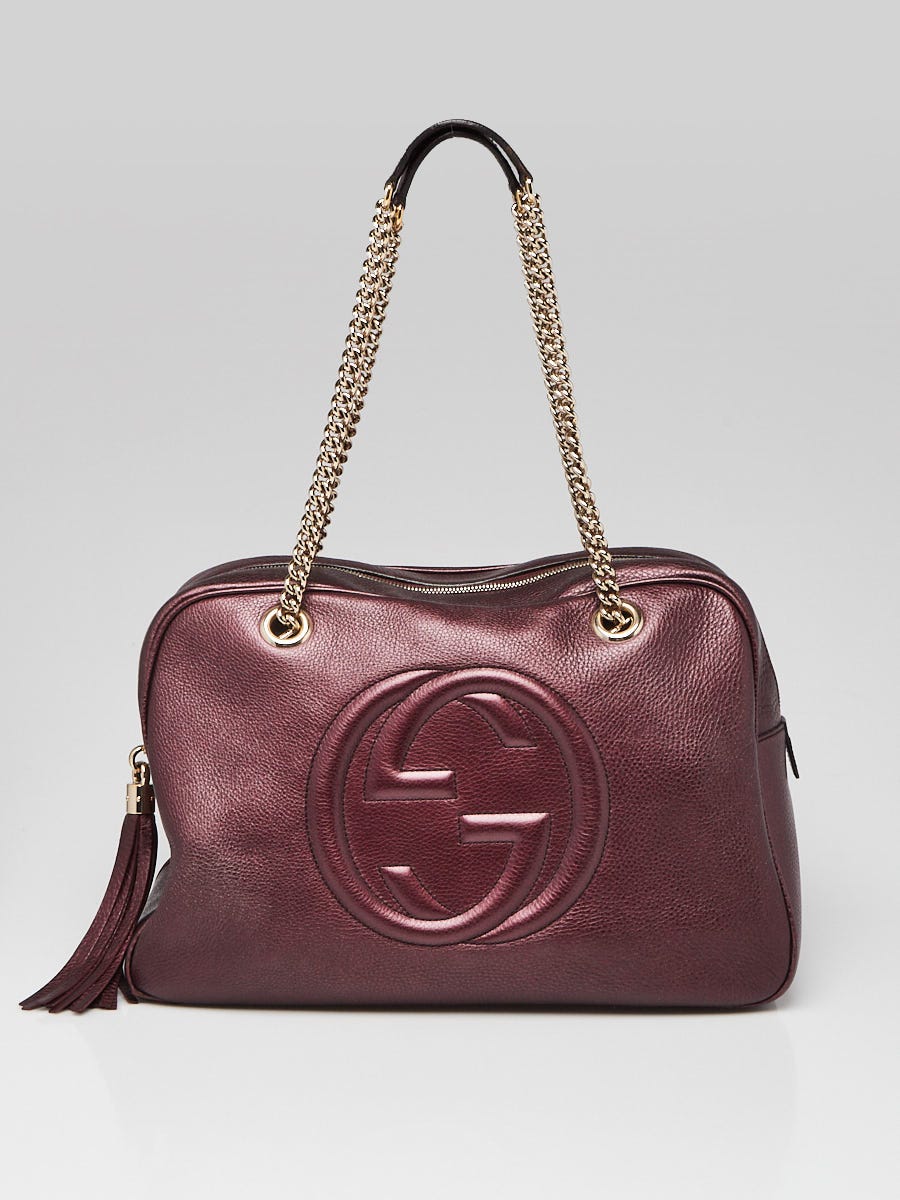 Gucci Metallic Purple Pebbled Leather Soho Chain Large Shoulder Bag ...