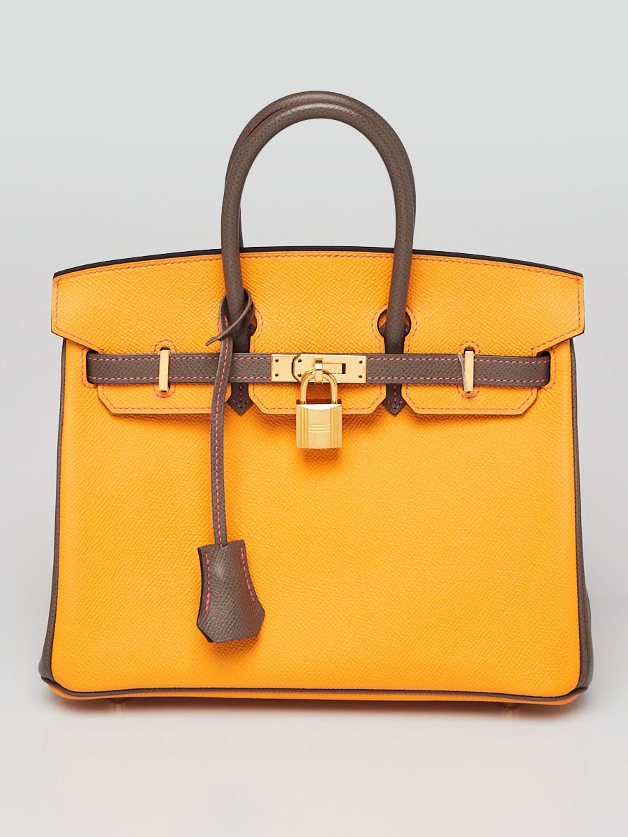 Hermes 25cm Special Order Bi-Color Jaune d'Or/Etain Epsom Leather Gold ...