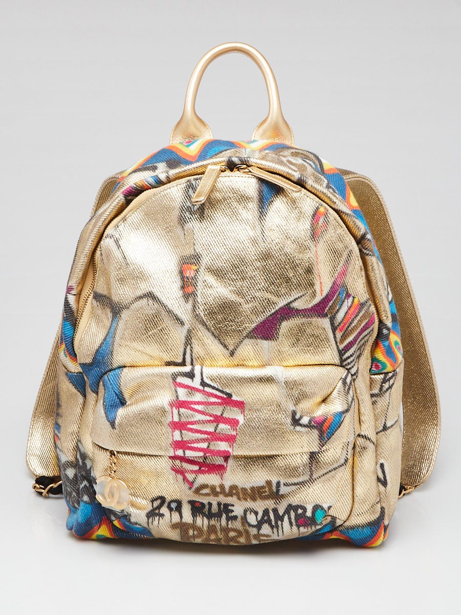 Chanel Gold Multicolor Leather and Cotton Paris-New York Street Spirit ...