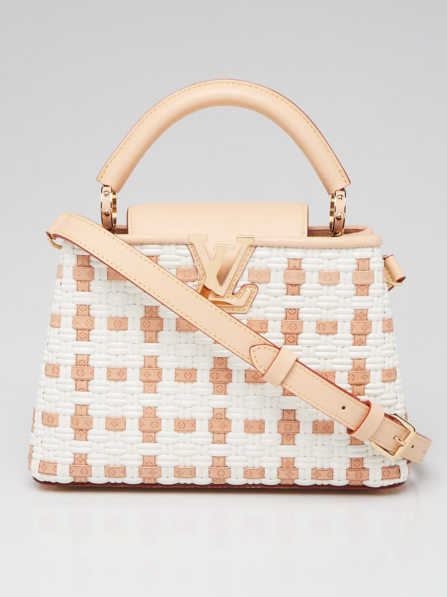 Louis Vuitton White/Natural Woven Leather Capucines Heavenly BB Bag ...