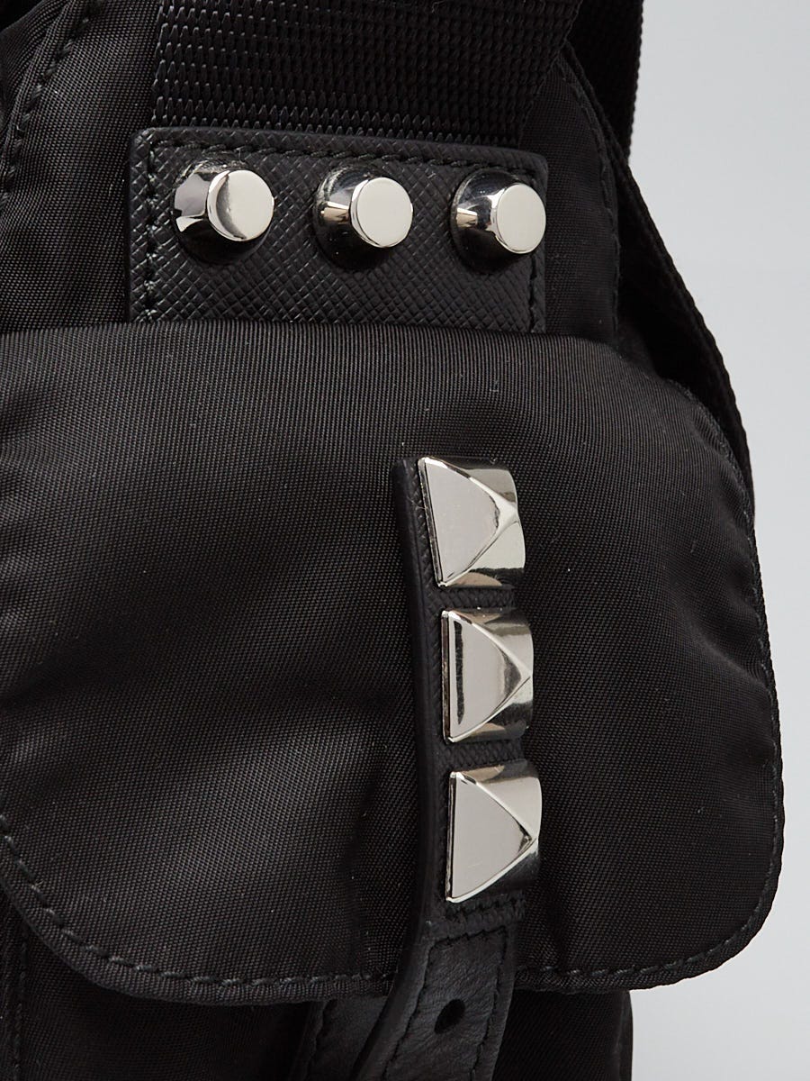 Prada Black New Vela Nylon Studded Messenger Bag 1BD118 Prada Black New Vela Nylon Studded Messenger Bag 1BD118