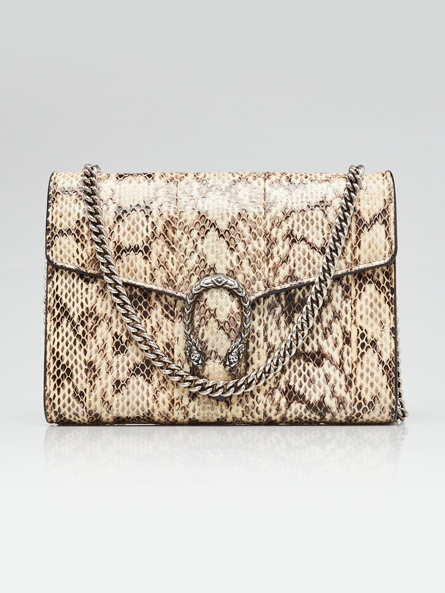 Gucci Beige/Brown Python Mini Wallet on Chain Bag | Yoogi's Closet