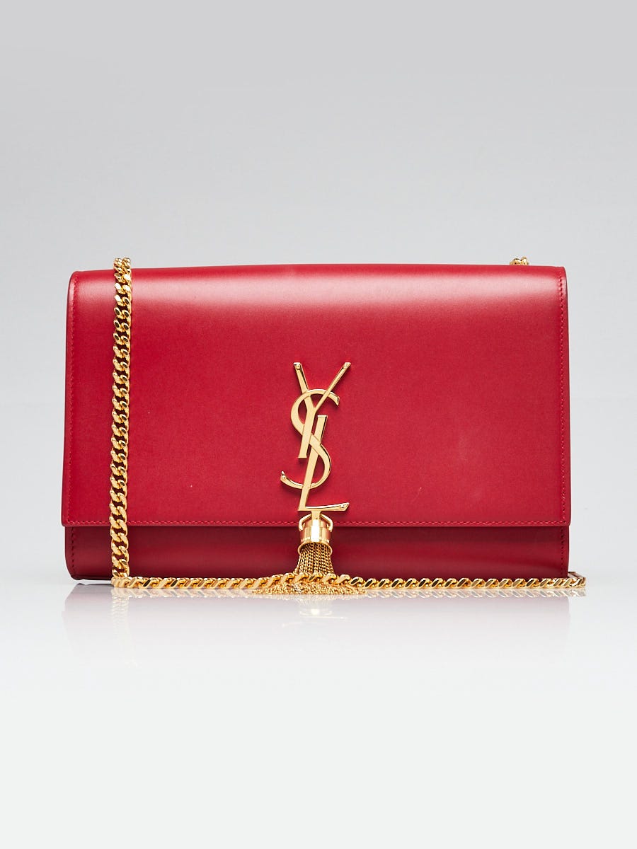 Yves Saint Laurent Red Leather Monogram Medium Kate Tassel Bag | Yoogi ...