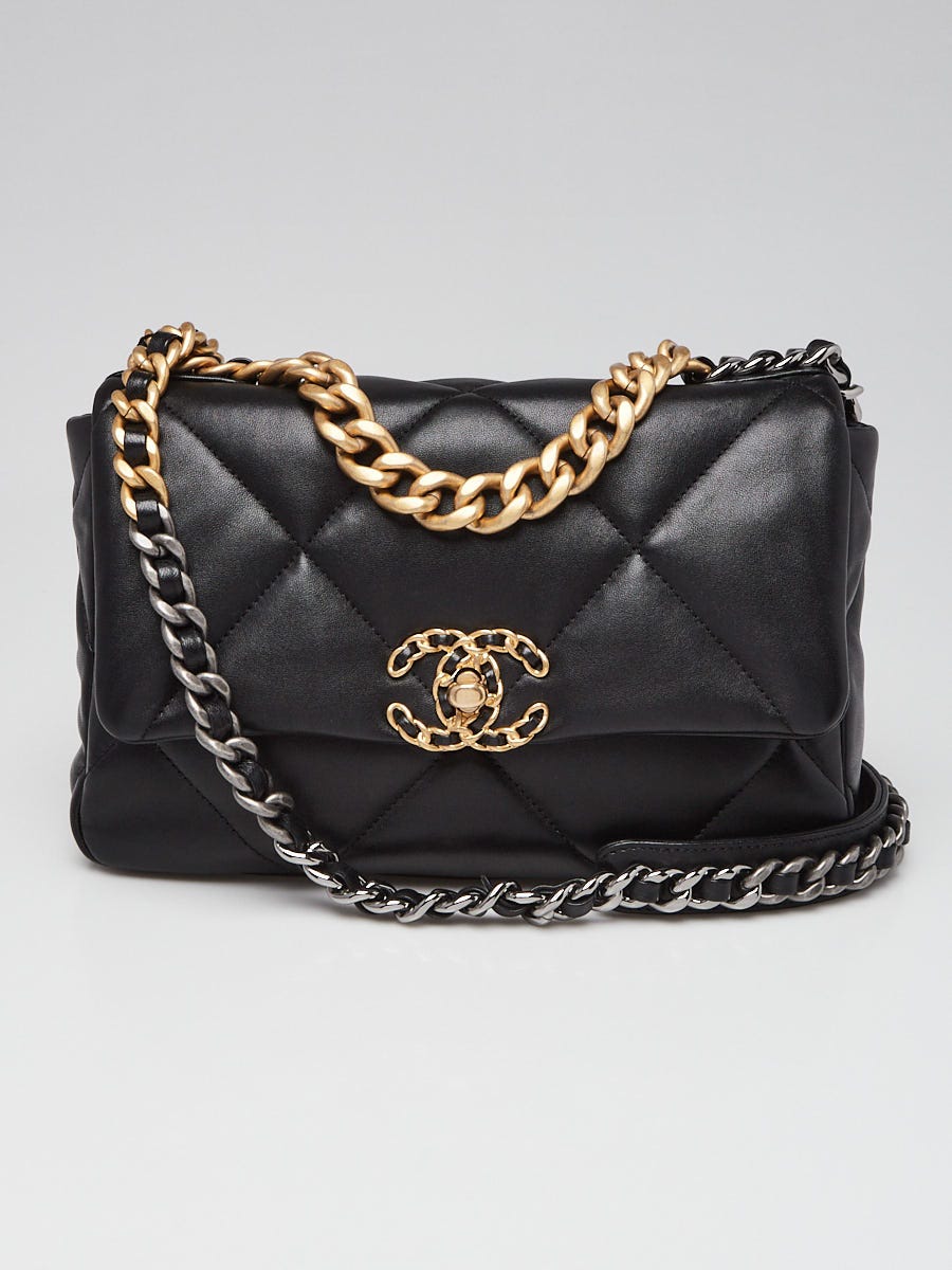 Chanel Black Lambskin Leather Chanel 19 Small Flap Bag | Yoogi's Closet