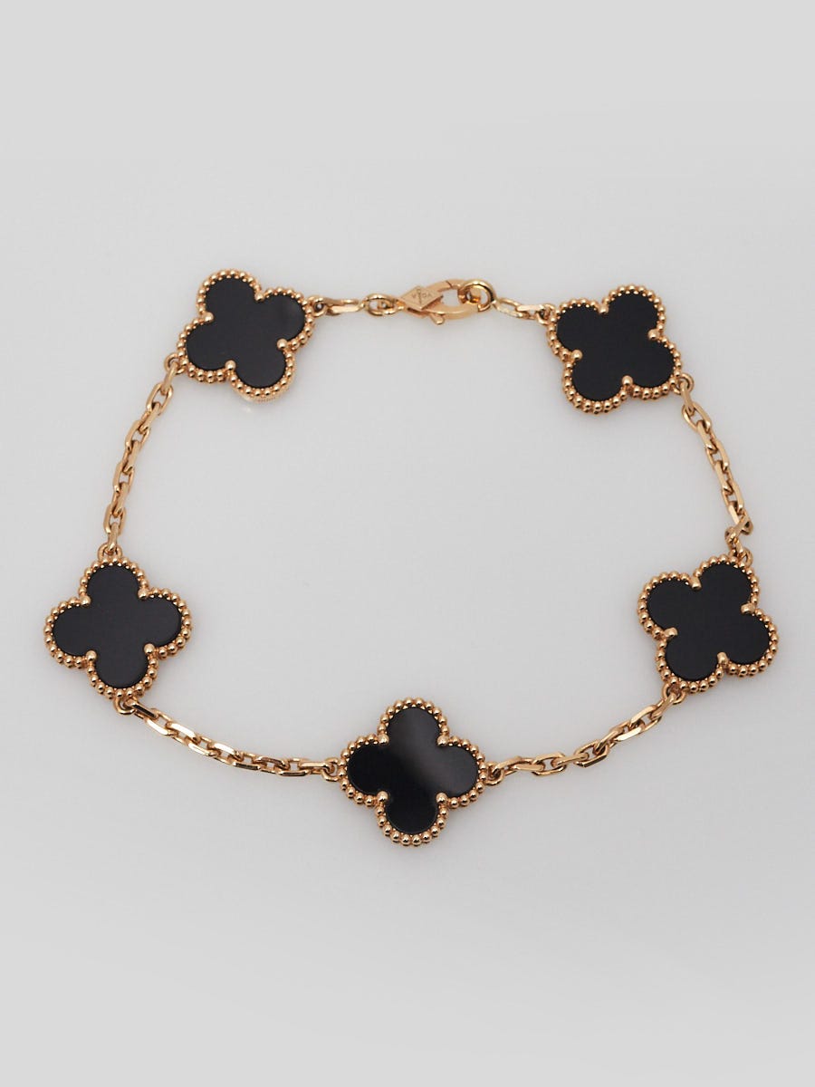 Van Cleef & Arpels 18k Yellow Gold and Black Onyx Vintage Alhambra 5 ...