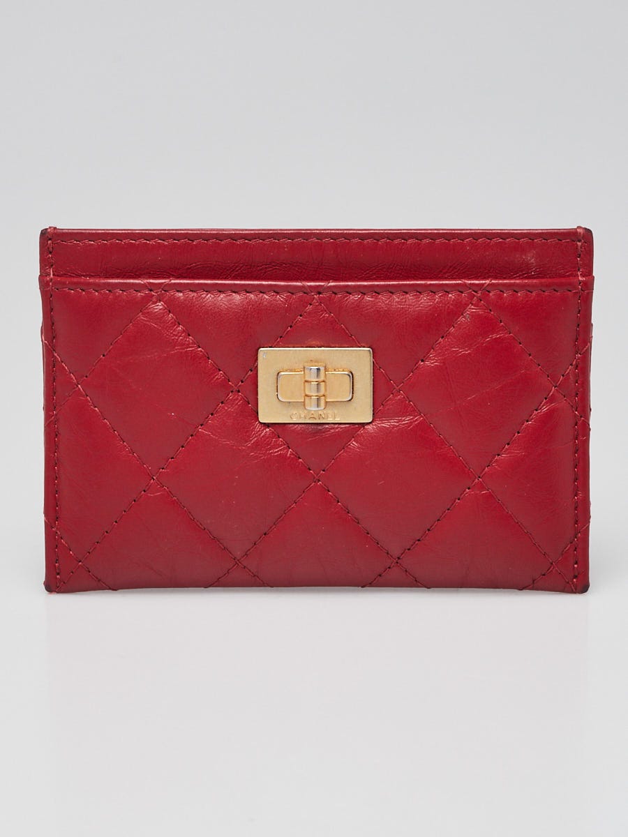 Chanel Red Quilted Calfskin Leather Reissue Card Case | Yoogi's Closet
