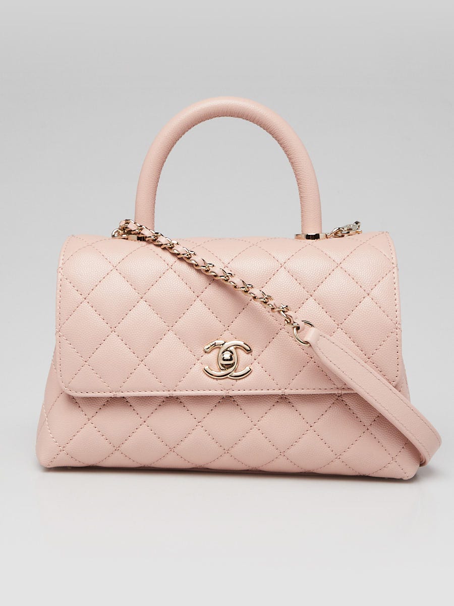 Chanel Light Pink Quilted Caviar Leather Mini Coco Top Handle | Yoogi's ...