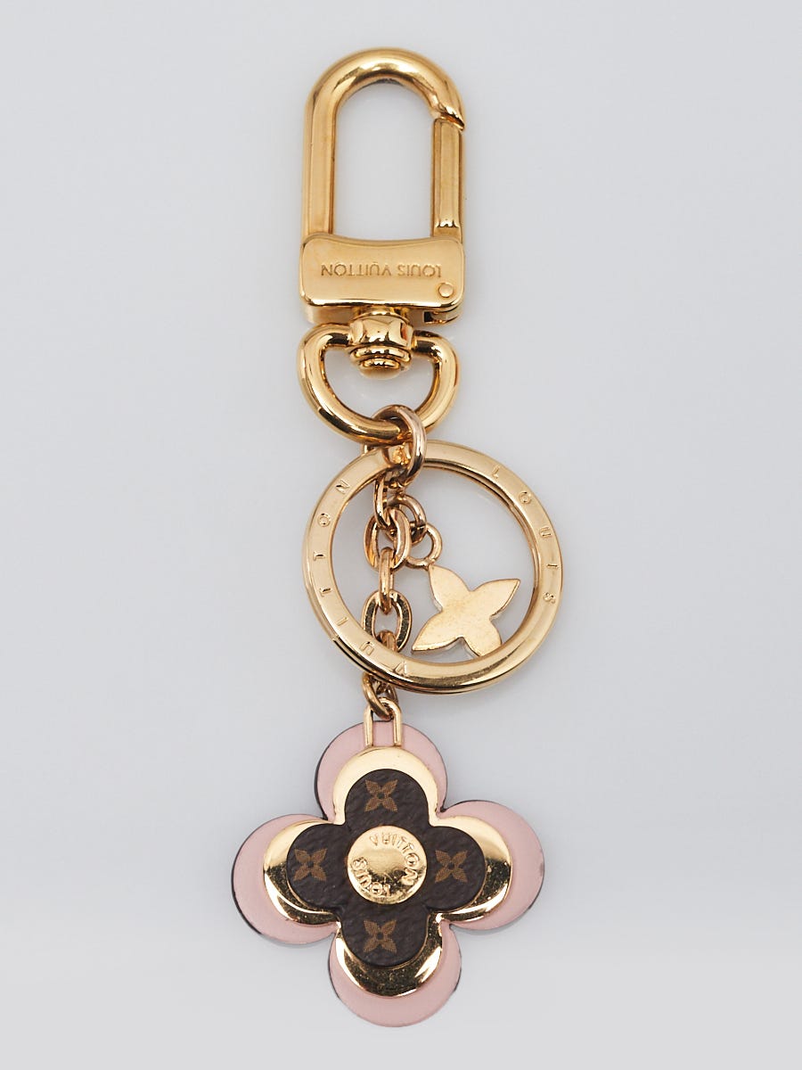 Louis Vuitton Pink Leather Blooming Flowers BB Key Holder and Bag Charm ...