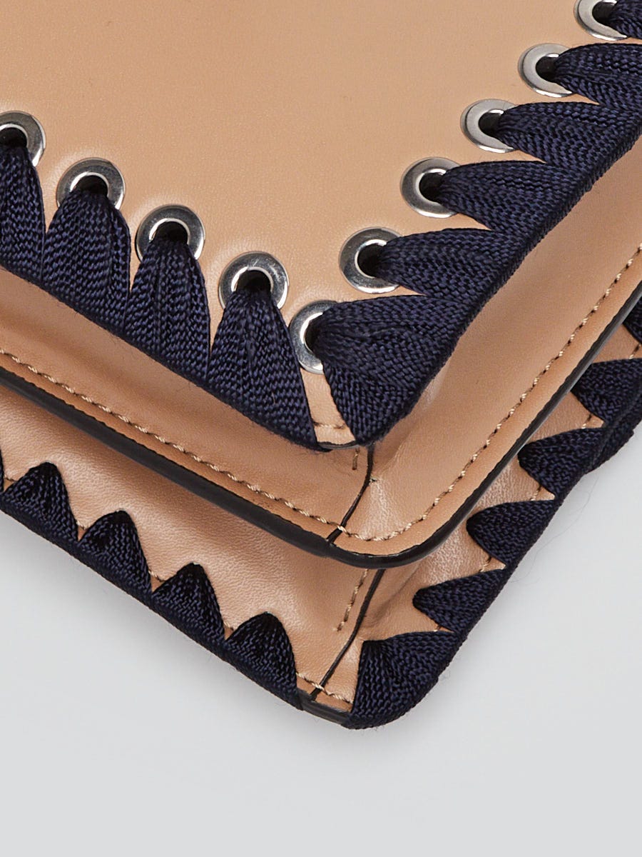 Fendi Beige Leather Mini I Kan Ribbon Whipstitch Shoulder Fendi Beige Leather Mini I Kan Ribbon Whipstitch Shoulder