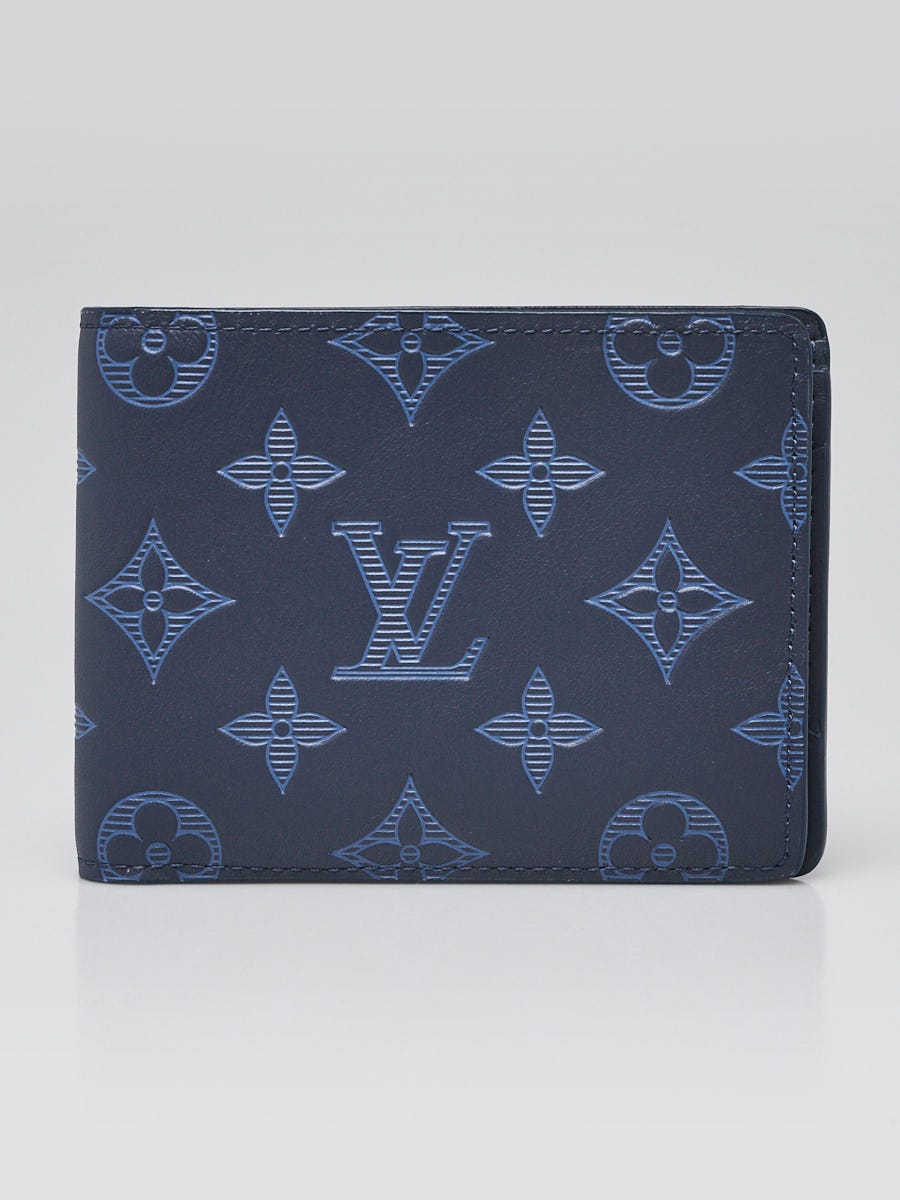 Louis Vuitton Grey/Blue Monogram Embossed Multiple Bi-Fold Wallet ...