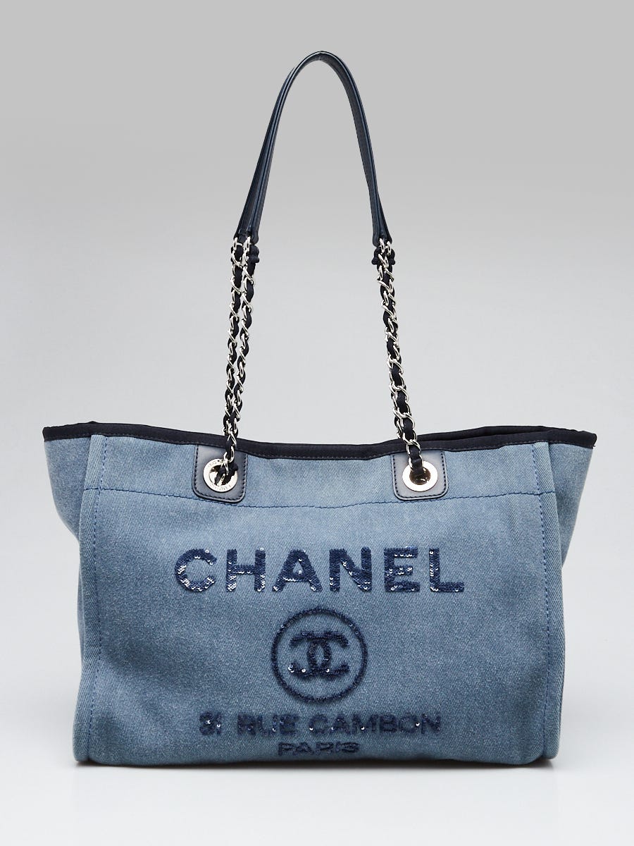 Chanel Blue Denim Deauville Medium Tote Bag | Yoogi's Closet