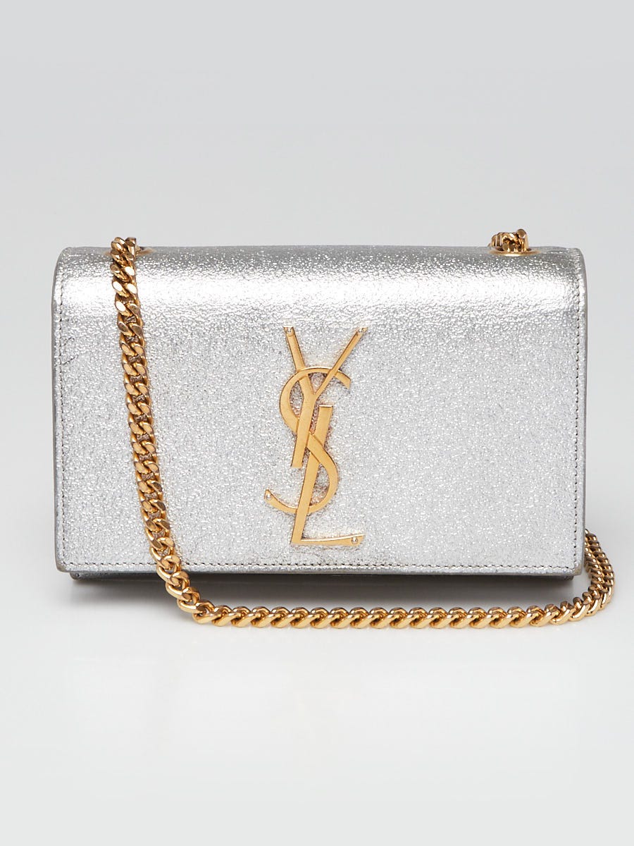 Yves Saint Laurent Silver Pebbled Leather Small Kate Bag | Yoogi's Closet