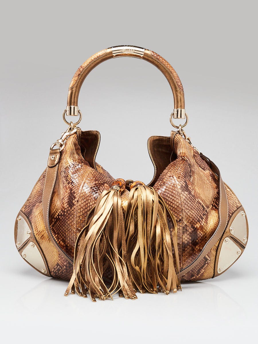 Gucci Gold Python Indy Babouska Large Hobo Bag | Yoogi's Closet