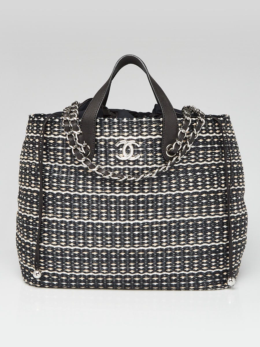 Chanel Black/Brown Woven Raffia Large Shopping Tote Bag | Yoogi's Closet