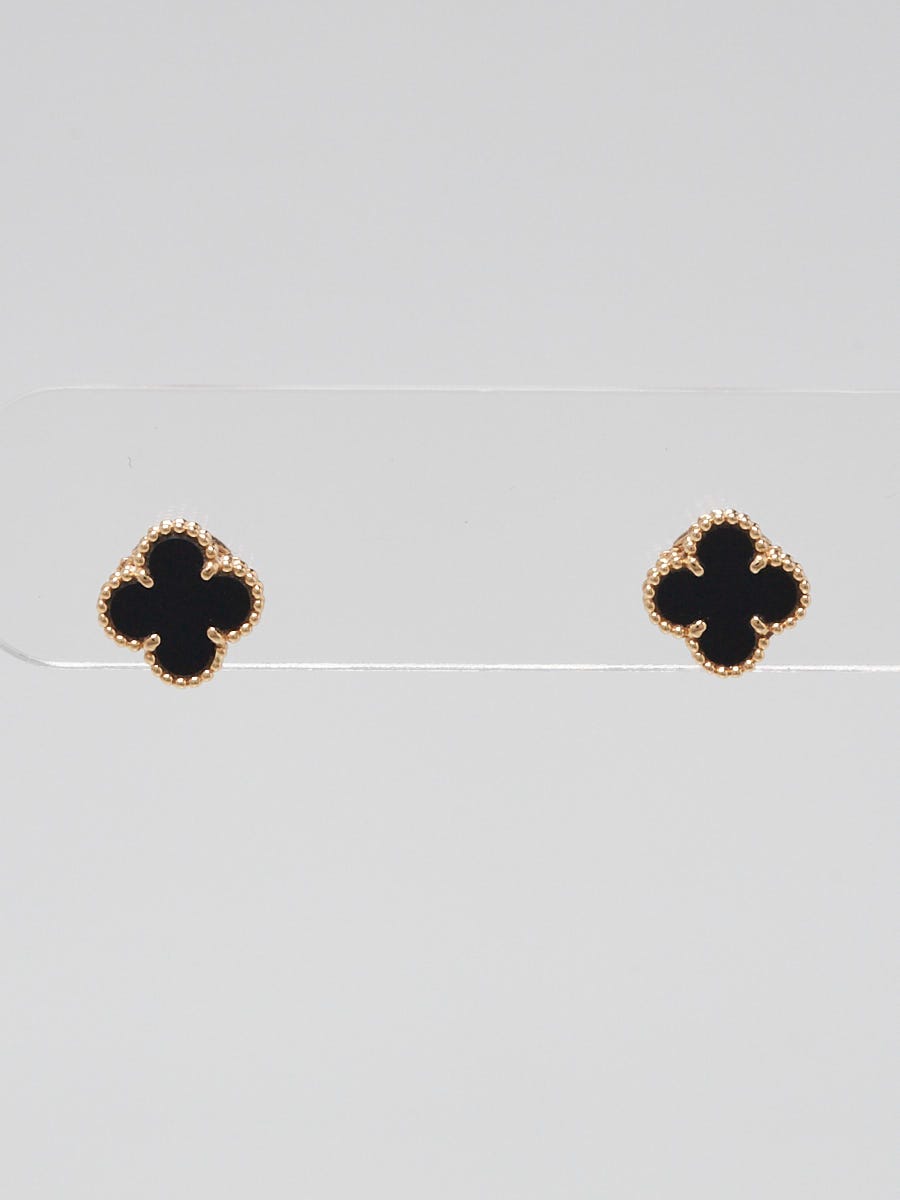 Van Cleef & Arpels 18k Yellow Gold and Black Onyx Sweet Alhambra Ear ...