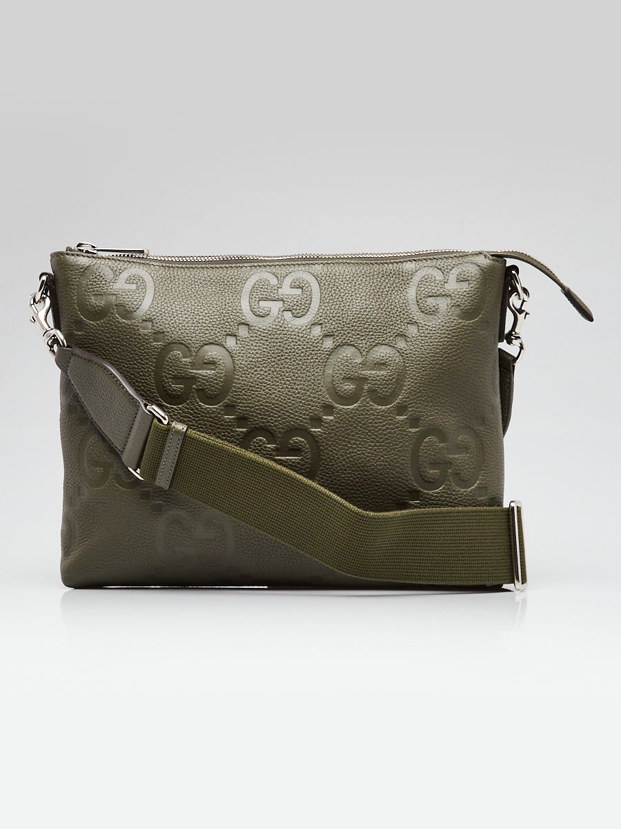 Gucci Green Embossed GG Leather Crossbody Bag | Yoogi's Closet