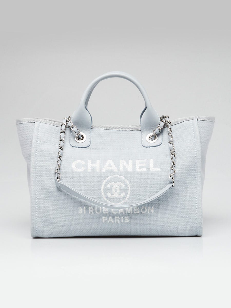 Chanel Light Blue Mixed Fibers Small Deauville Shopping Tote Bag ...
