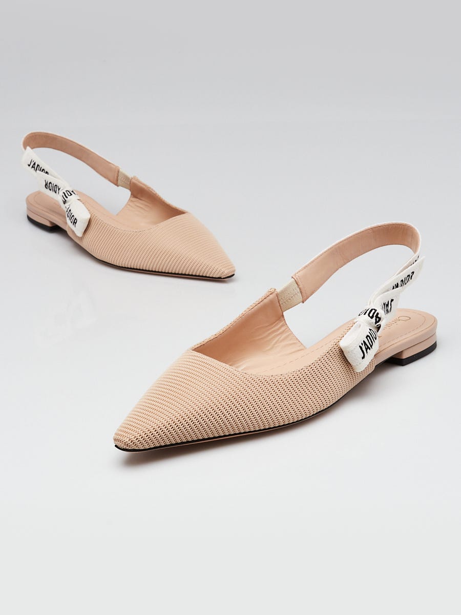 Christian Dior Beige Fabric J'Adior Slingback Kitten Heel Pumps Size 8. ...